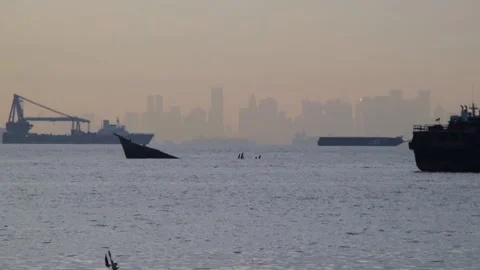 Singapore view at the background high ri... | Stock Video | Pond5