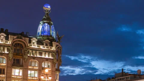 Singer House at the Saint Petersburg nig... | Stock Video | Pond5