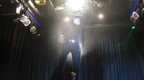 Singer singing on studio stage shooting ... | Stock Video | Pond5