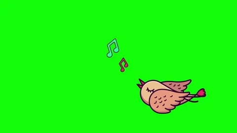 Singing bird with notes isolated on gree... | Stock Video | Pond5