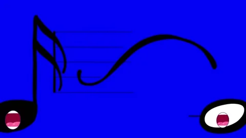 Singing black music notes on bluebox blu... | Stock Video | Pond5