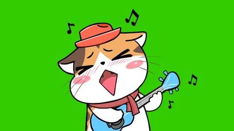 Singing Kitten with Guitar Animation - G... | Stock Video | Pond5