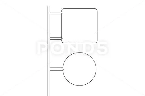 Single continuous line drawing template, set of road signs, Traffic ...