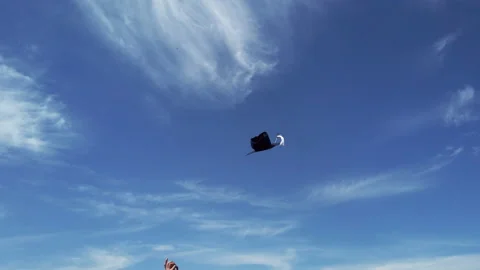 Single graduation cap flying in the air.... | Stock Video | Pond5