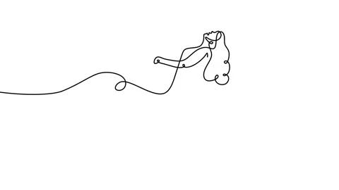 single line animation of long yellow hai... | Stock Video | Pond5