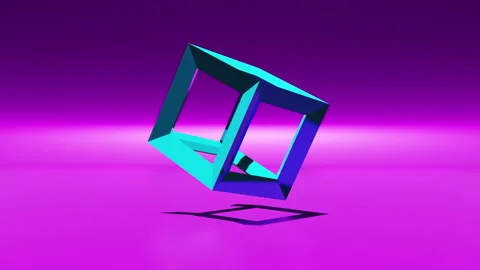 Single rotating cube frame 3d animation ... | Stock Video | Pond5