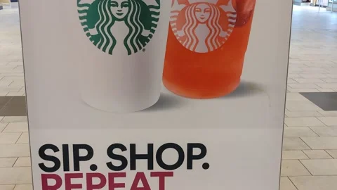 Sip Shop Save Starbucks Signage | Stock Video | Pond5