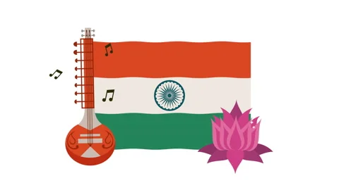 sitar indian instrument with flag animat... | Stock Video | Pond5