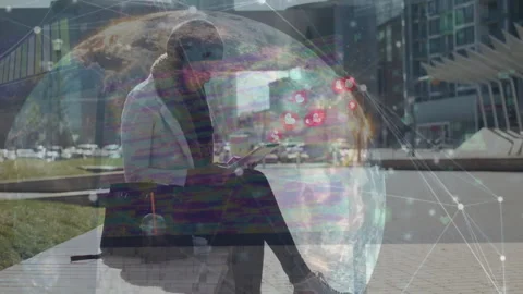 Sitting on bench, person interacting wit... | Stock Video | Pond5