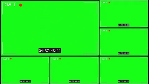 Six CCTV monitor display with scan lines... | Stock Video | Pond5