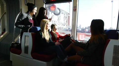 Six Teen Girls Having Fun On A Train Pas... | Stock Video | Pond5