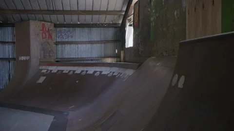 Skate Ramps in the Corner of an Empty In... | Stock Video | Pond5