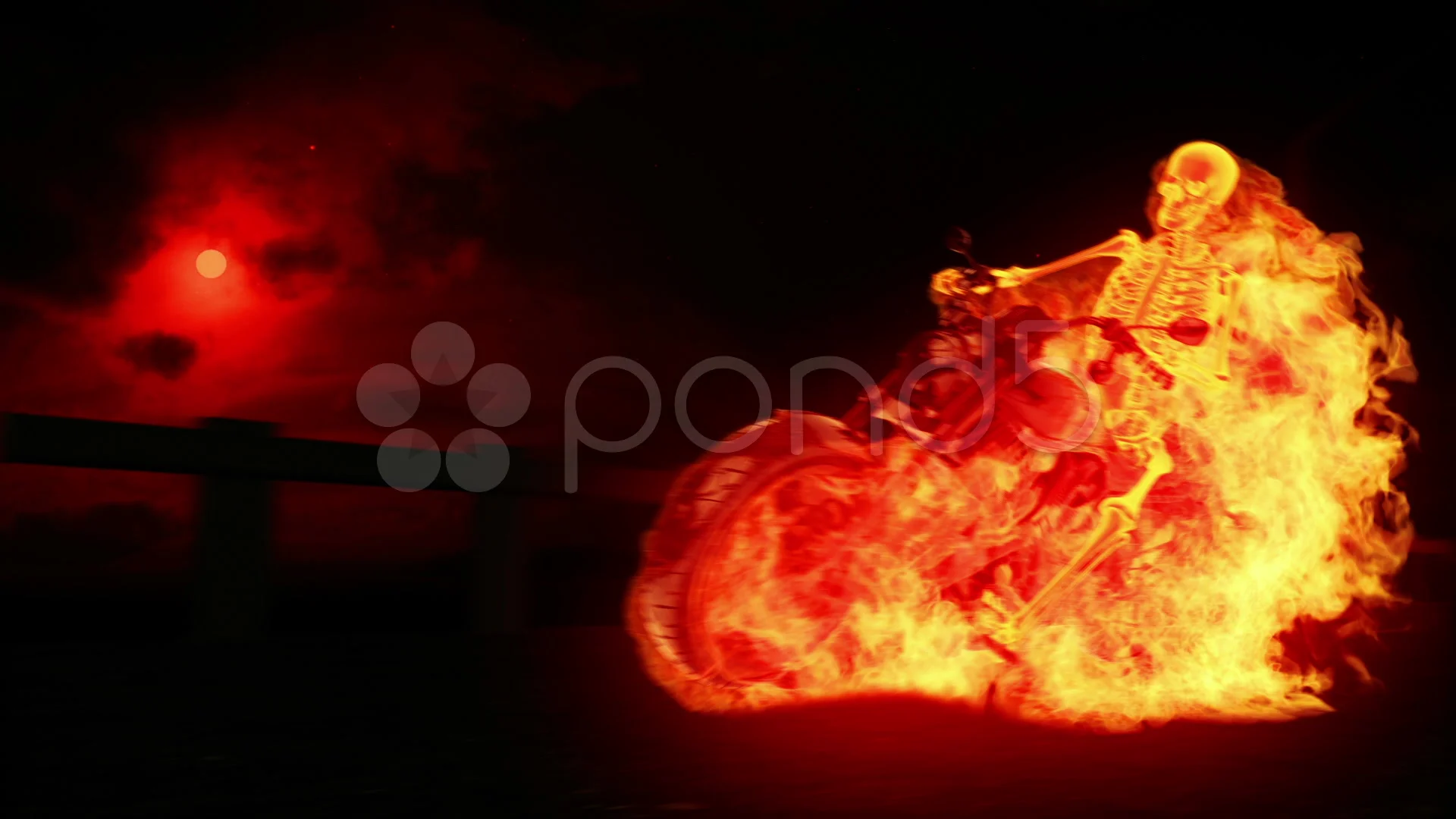 Skeleton On Fire In Dessert