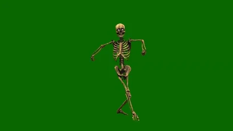 Skeleton break dancing on green backgrou... | Stock Video | Pond5