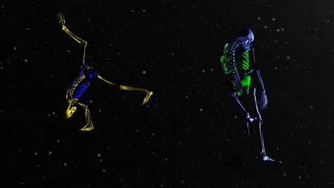 Skeleton dancing breakdance sky milky wa... | Stock Video | Pond5