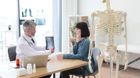 Skeleton in exam room of hospital with p... | Stock Video | Pond5