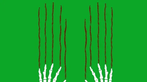 Skeleton Hands Scratching Screen Green S... | Stock Video | Pond5