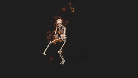 Skeleton Hip Hop Dance in Flames Alpha C... | Stock Video | Pond5