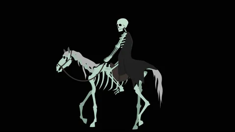Skeleton on horseback. Spooky horse walk... | Stock Video | Pond5