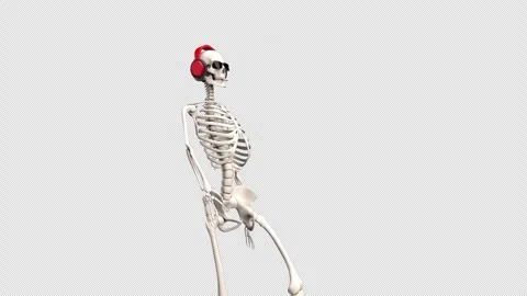 Skeleton listening music in headset - 3d... | Stock Video | Pond5