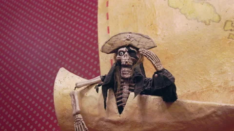 Skeleton of a pirate in his cage inside ... | Stock Video | Pond5