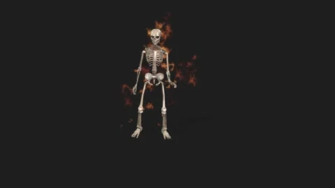 Skeleton Robot Dance in Flames Alpha Cha... | Stock Video | Pond5