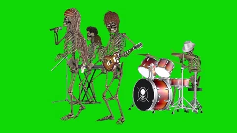 Skeleton Rock Band Green Screen Animatio... | Stock Video | Pond5