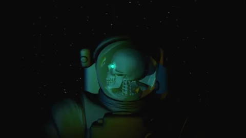 The skeleton rotates the skull in a spac... | Stock Video | Pond5