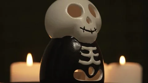 Skeleton skull head with scary grin glow... | Stock Video | Pond5