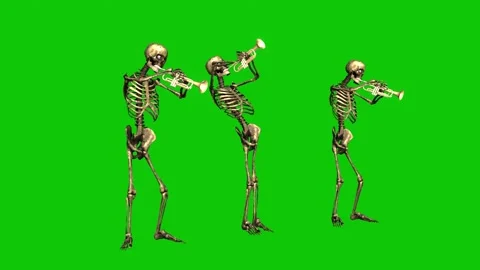Skeleton Trumpet Band Green Screen Anima... | Stock Video | Pond5