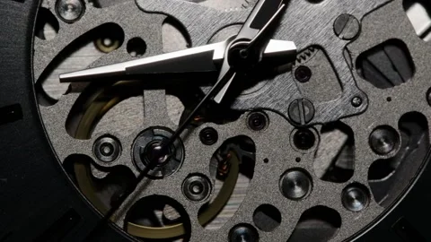 Skeleton watch with open mechanism rotat... | Stock Video | Pond5