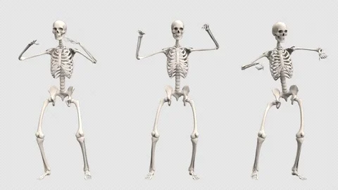 Skeletons chicken dance - 3d render loop... | Stock Video | Pond5