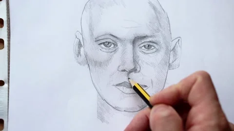 Sketch Artist Drawing Male Murder Suspec... | Stock Video | Pond5