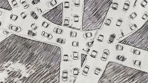Sketch of Cars in Rush Hour Traffic in P... | Stock Video | Pond5