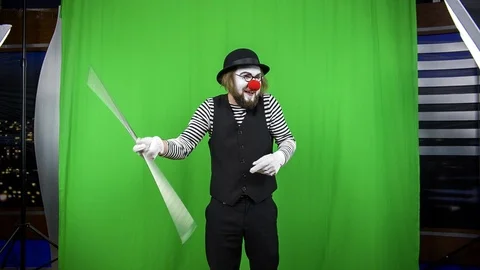 A sketch with a clown. Green screen. | Stock Video | Pond5