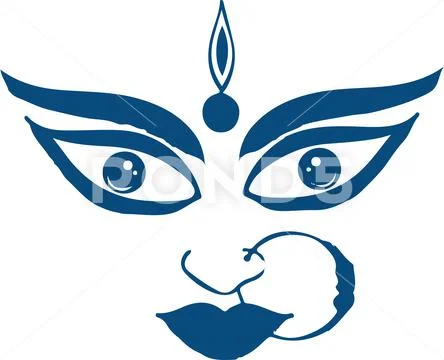 Sketch of Goddess Chamundi or Durga Maa Outline Editable Vector ...