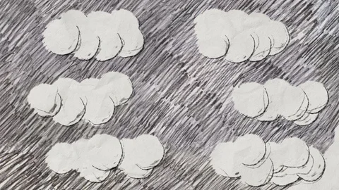 Sketch of Puffy Clouds in Pencil Drawing... | Stock Video | Pond5
