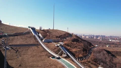Ski jumping from the 90-meter and 125-me... | Stock Video | Pond5
