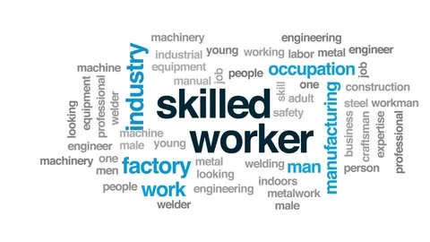 Skilled worker animated word cloud, text... | Stock Video | Pond5