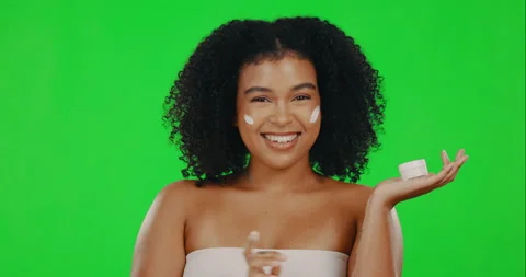 Skincare, green screen and face of woman... | Stock Video | Pond5