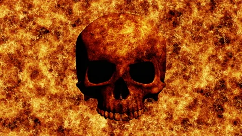 Skull burning hell loopable background | Stock Video | Pond5
