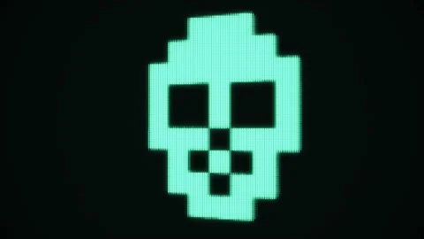 Skull Face Pixel 8bit Green Monitor Retr... | Stock Video | Pond5