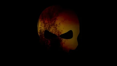 skull with glitch error horror scenery i... | Stock Video | Pond5