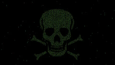 Skull matrix code with dark background | Stock Video | Pond5