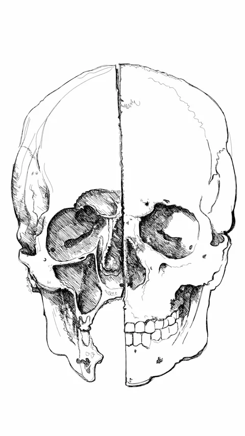 Skull. Section. Based on drawing of Leon... | Stock Video | Pond5