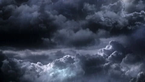 Sky Storm with Lightnings and Rain Loop ... | Stock Video | Pond5