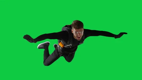 Skydiver on chromakey, Skydiver on green... | Stock Video | Pond5