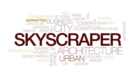 Skyscraper animated word cloud, text des... | Stock Video | Pond5