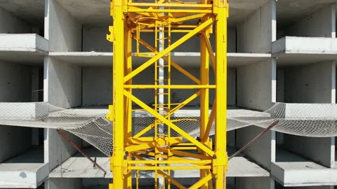 Skyscraper construction safety net view | Stock Video | Pond5