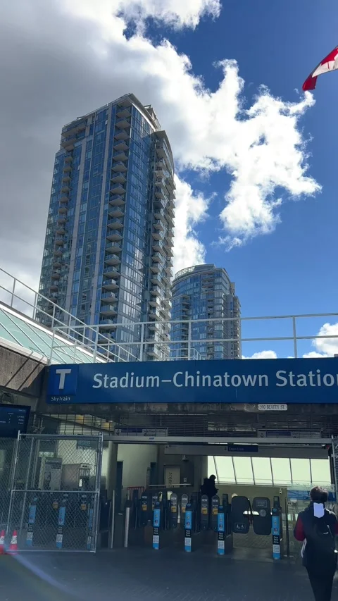 skytrain stop in Vancouver Stadium China... | Stock Video | Pond5